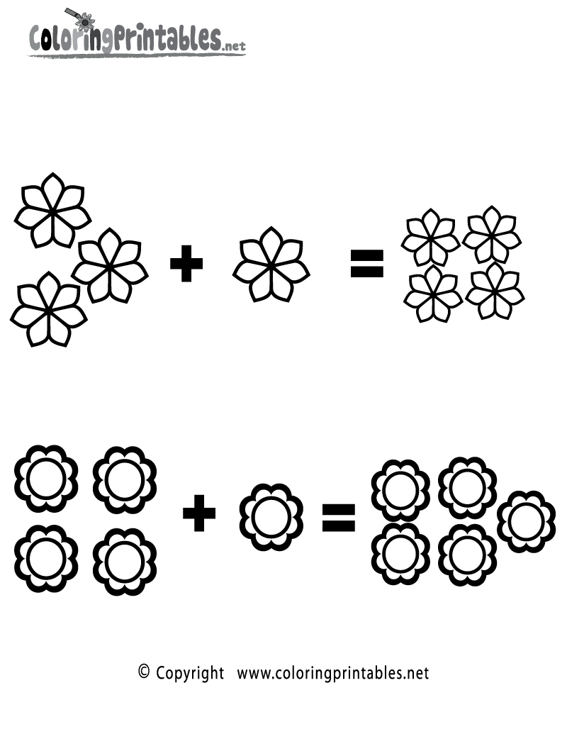 Math Addition Flowers Coloring Page A Free Math Coloring Printable